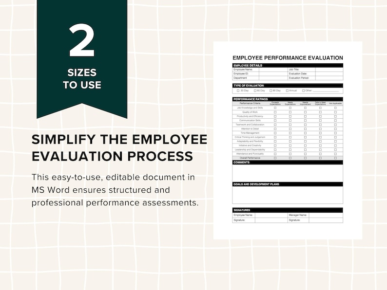 Employee Performance Review Template, Appraisal Form, Employee ...