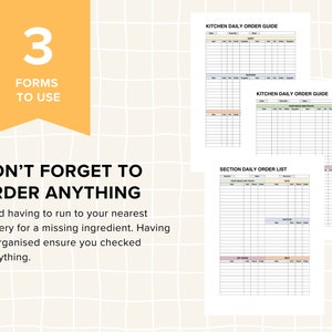 Kitchen Daily Order List, Order Guide. Restaurant and Cafe, Checklist ...