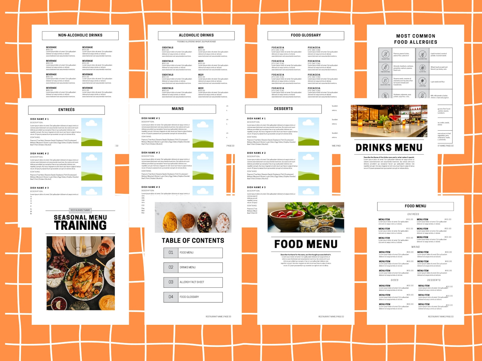 Restaurant Menu Training Manual, Editable Template, Food and Drinks ...