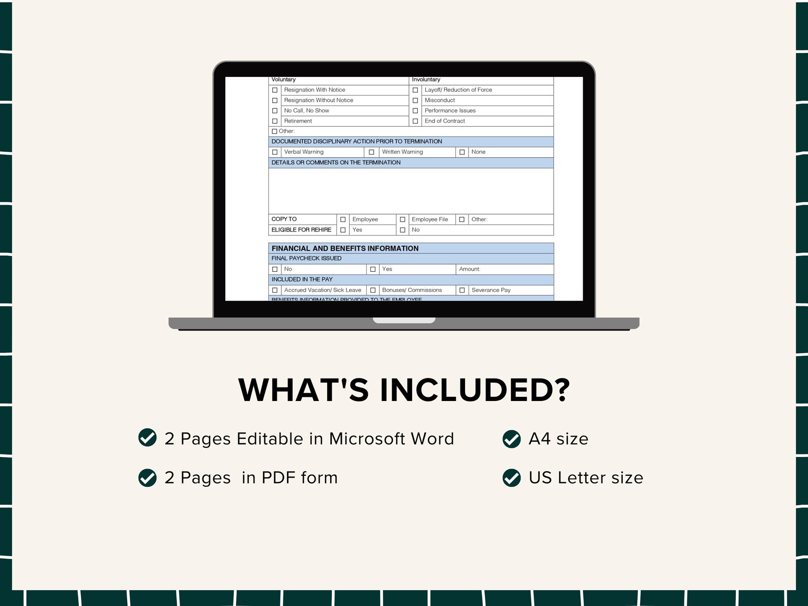 Employee Termination Form - Editable Microsoft Word Template, HR ...