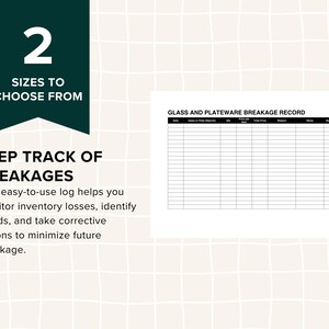 Glass and Plate Breakage Record Template, Editable Dish Breakage Log ...