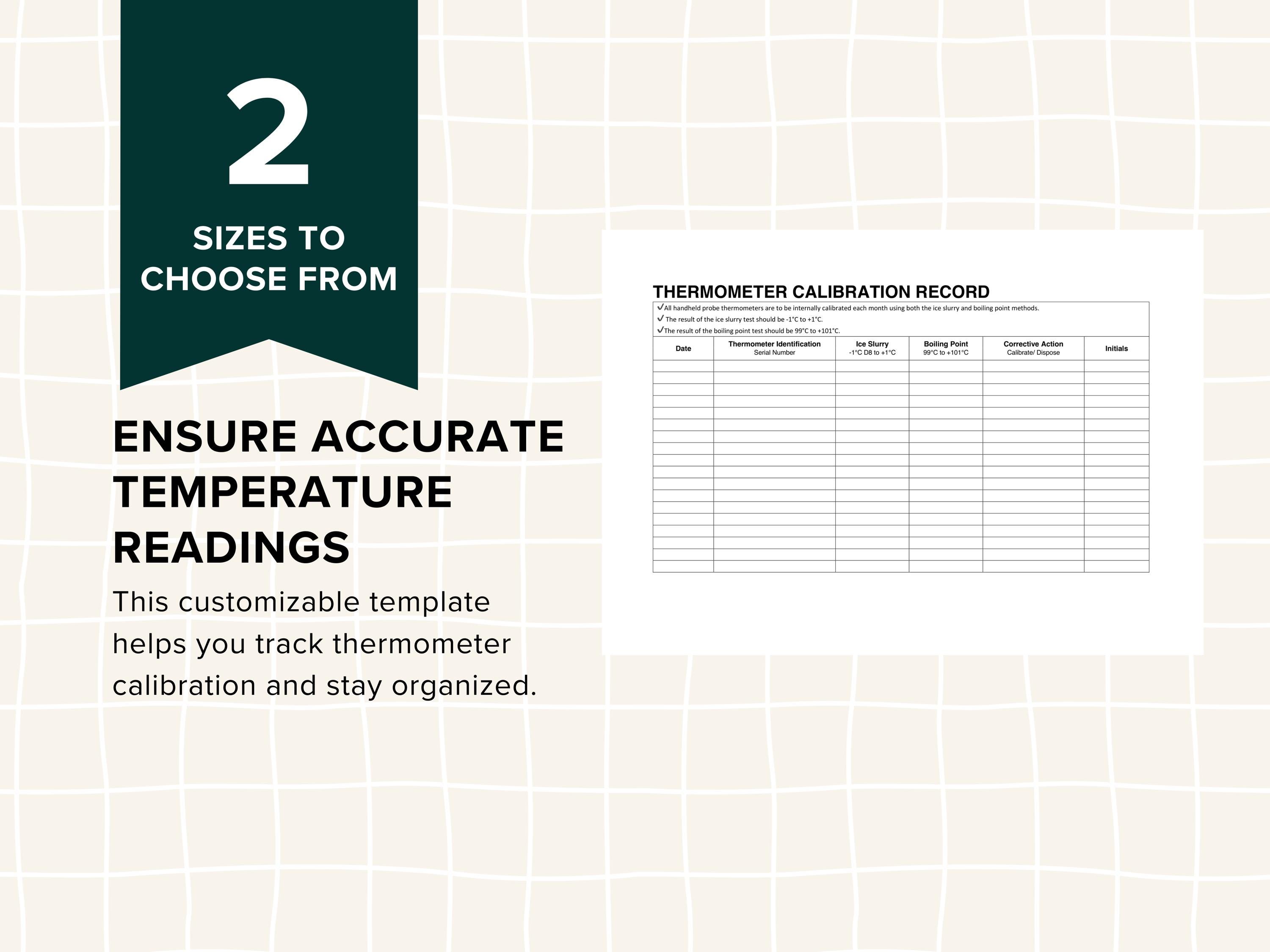 Thermometer Calibration Log Template, Editable HACCP Calibration Form ...