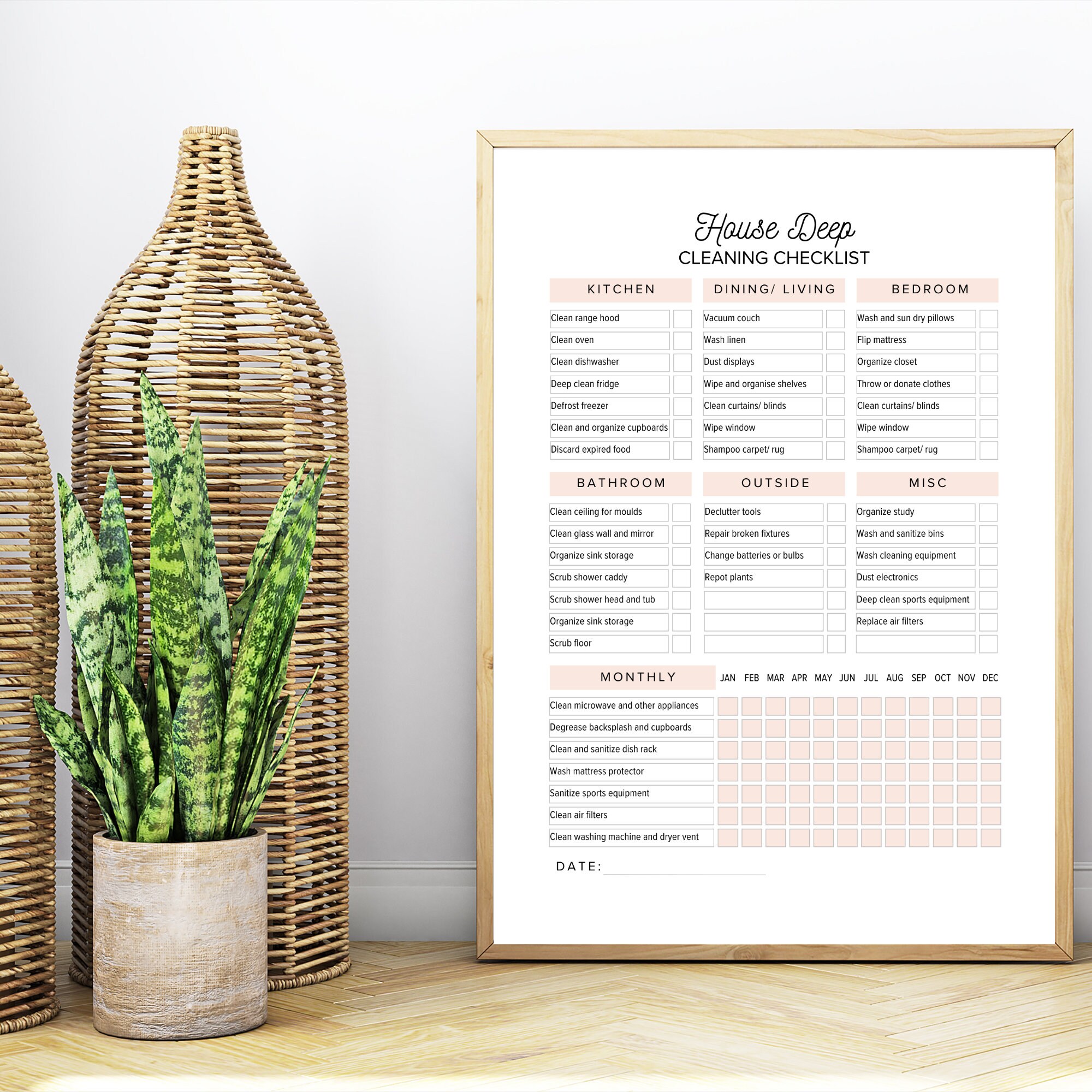 Editable House Deep Cleaning Checklist Printable Deep Cleaning ...