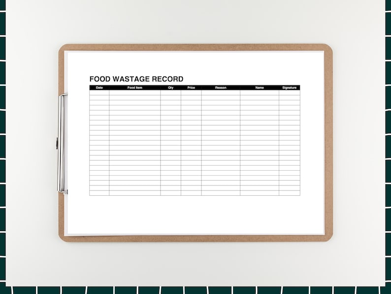 Restaurant Food Waste Tracker, Printable Food Disposal Sheet, Food ...