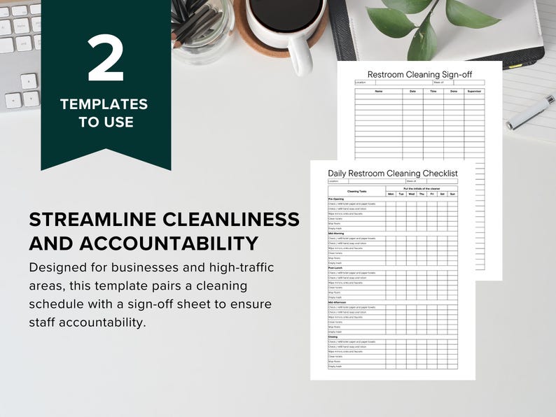 Public Restroom Cleaning Checklist and Sign off Sheet, Editable ...