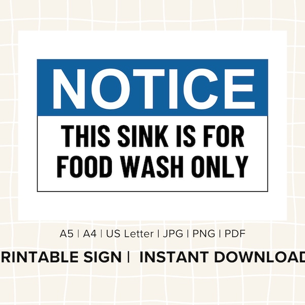 No Food in Sink Sign - Etsy