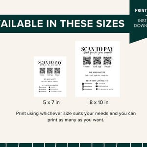 Customizable Sign Template, Scan to Pay Poster, Printable Sign 5x7 8x10 ...