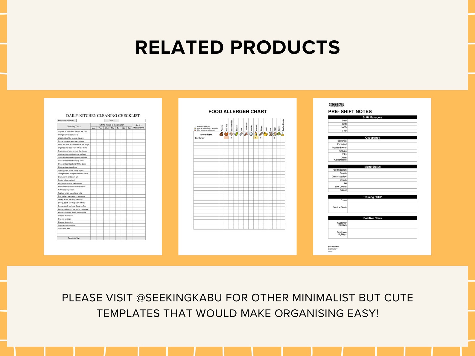 Kitchen Daily Order List, Order Guide. Restaurant and Cafe, Checklist ...