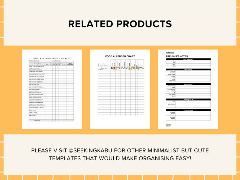 Kitchen Daily Order List, Order Guide. Restaurant and Cafe, Checklist ...