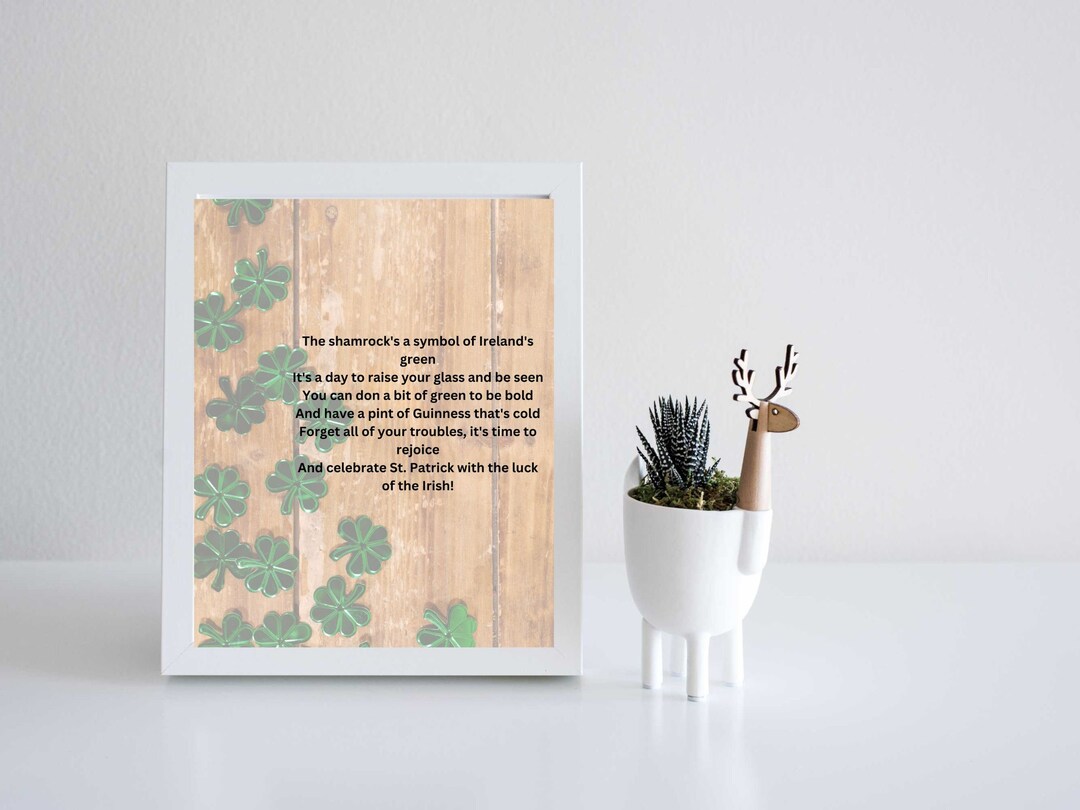 St Patricks Day Digital Print| Shamrock Poem Pintable Art| St Patricks ...