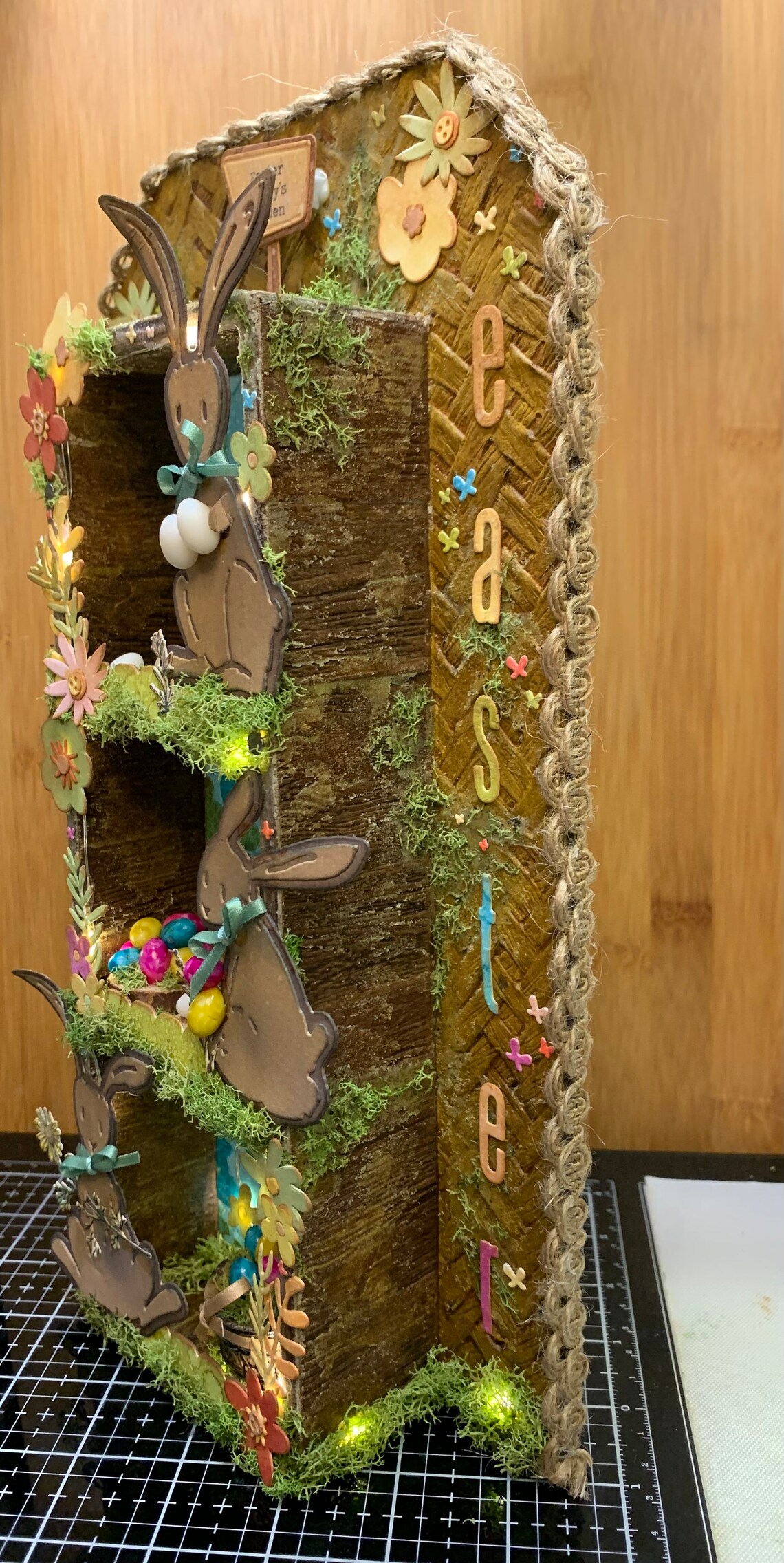 Handmade Easter Bunny Garden Scene With Night Light Diorama - Etsy