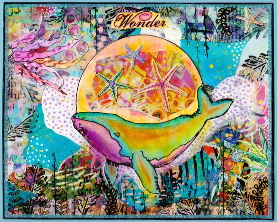 Handmade Mixed Media Art Collage Celestial Seascape With - Etsy