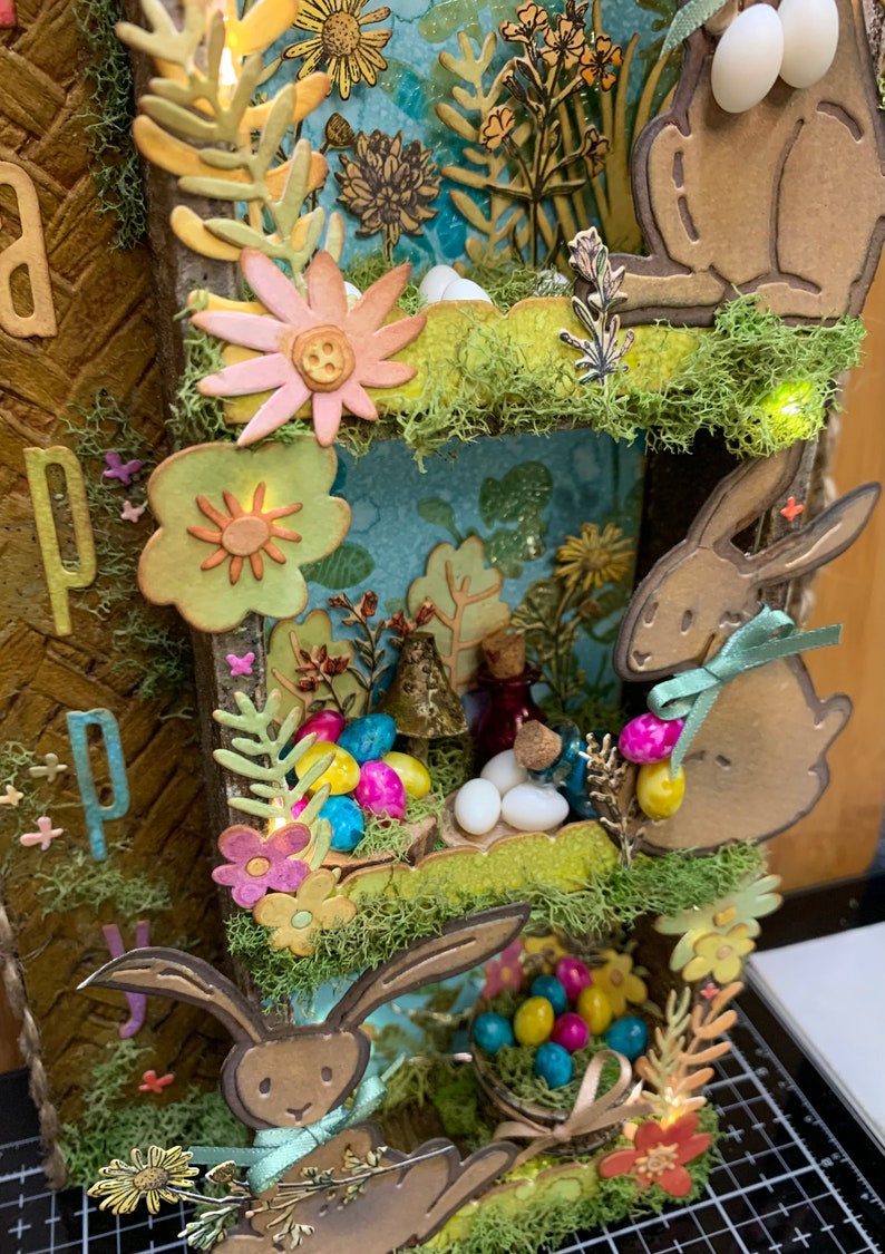 Handmade Easter Bunny Garden Scene With Night Light – Diorama - Etsy