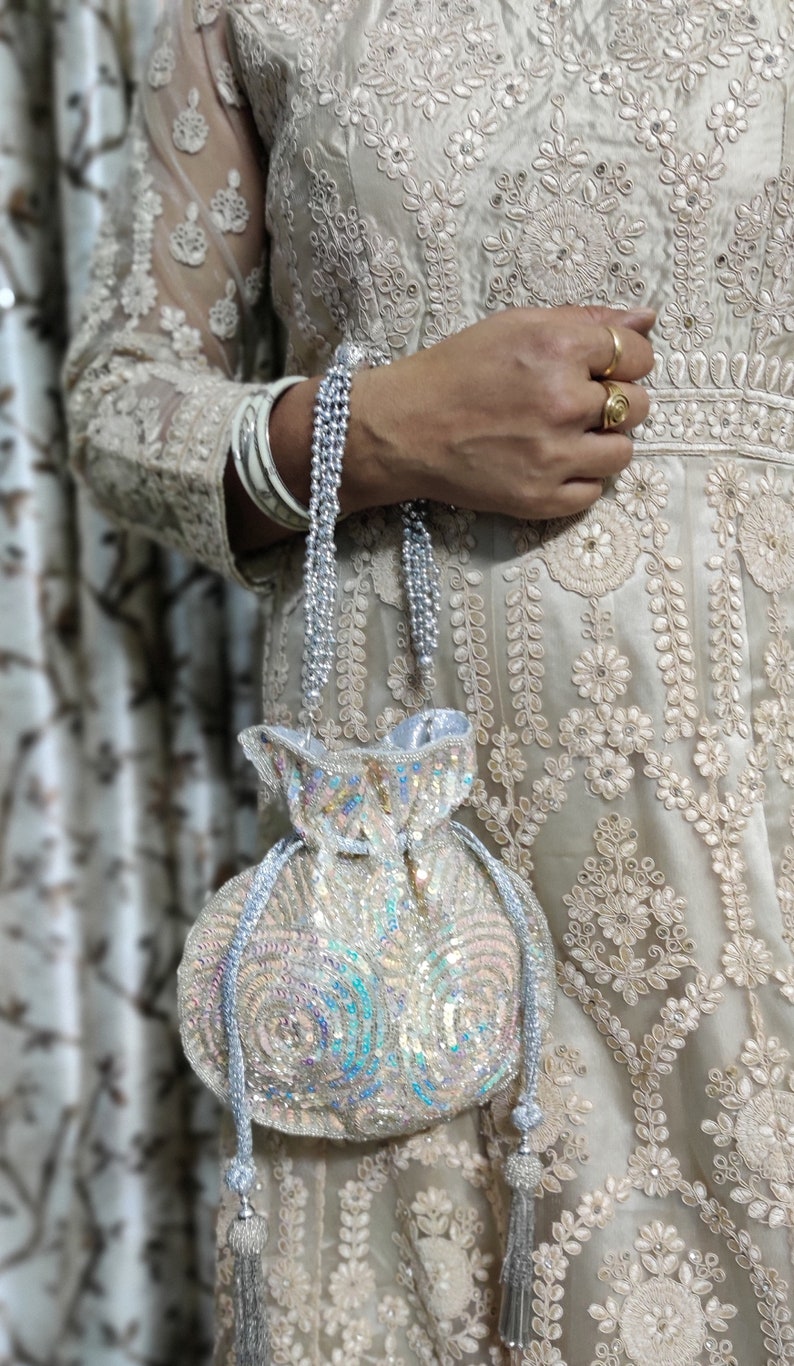 Indian Peach Color Women Fashion Handmade Potli Bag, Ethnic Wedding ...