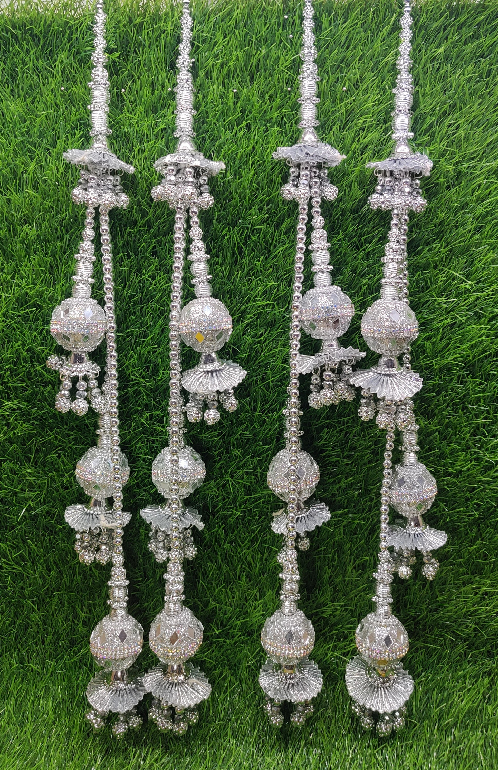 Silver/ Rose Gold/ Gold Beaded Lahenga Latkan Tassels, Home Décor ...