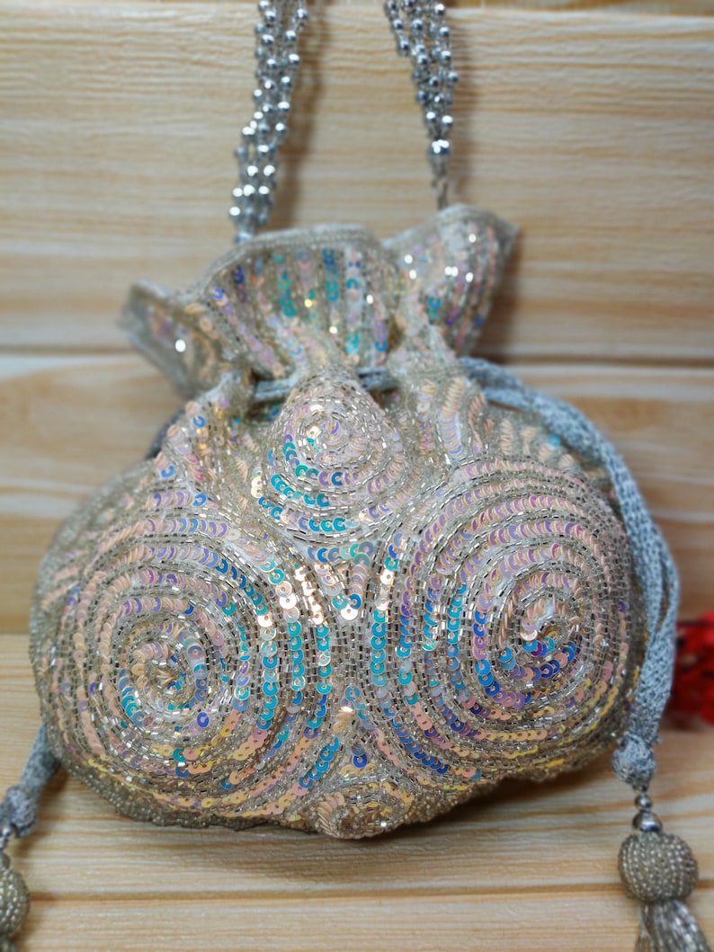Indian Peach Color Women Fashion Handmade Potli Bag, Ethnic Wedding ...
