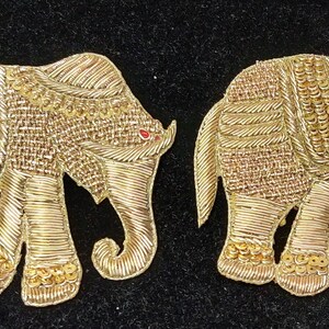 Indian Handmade Elephant Design Patches Embroidered Sewing Thread ...
