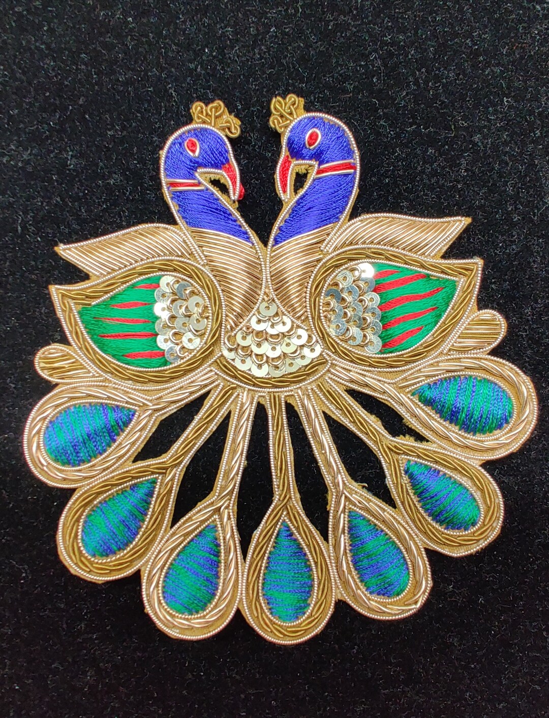 Indian Handmade Peacock Design Patches Embroidered Sewing Thread ...