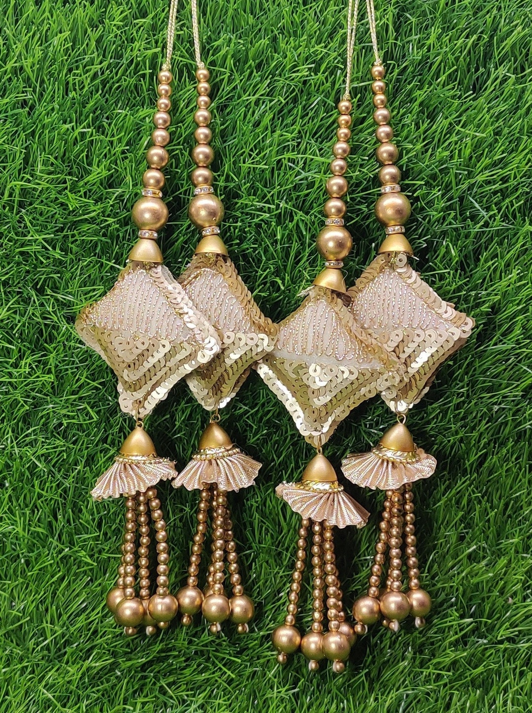Indian Handmade Golden Latkan for Saree Blouse Lehenga Handbags Dupatta ...