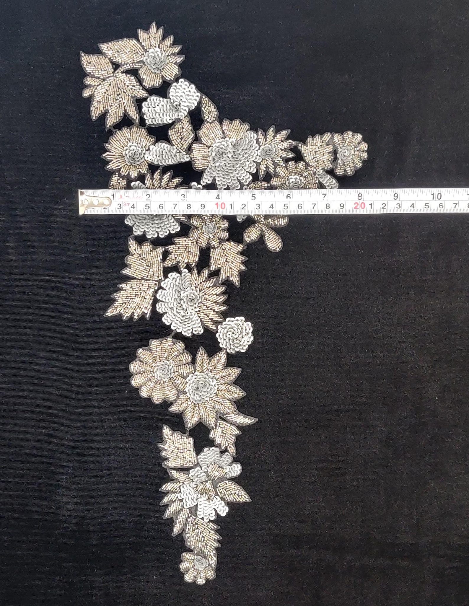 Handmade Indian Beaded Shoulder Applique Patch - Sewing Embellishment ...