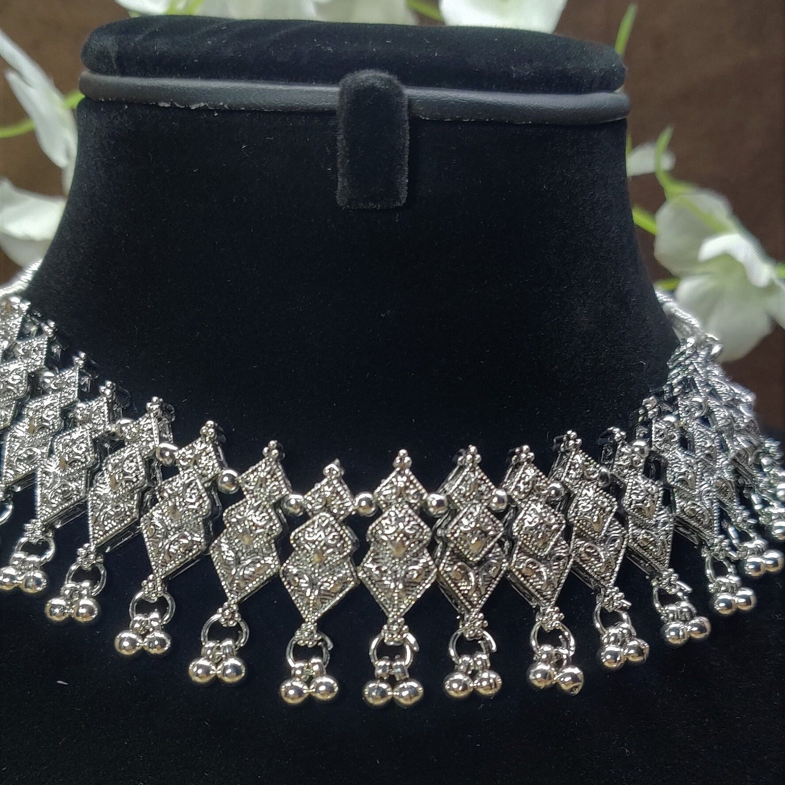 Oxidized Silver Plated Necklace Set, Handmade Indian Jewelry - Etsy
