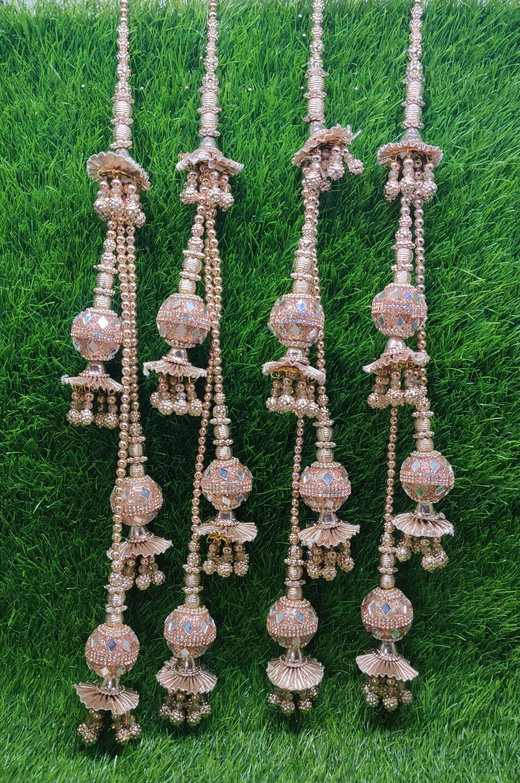 Silver/ Rose Gold/ Gold Beaded Lahenga Latkan Tassels, Home Décor ...