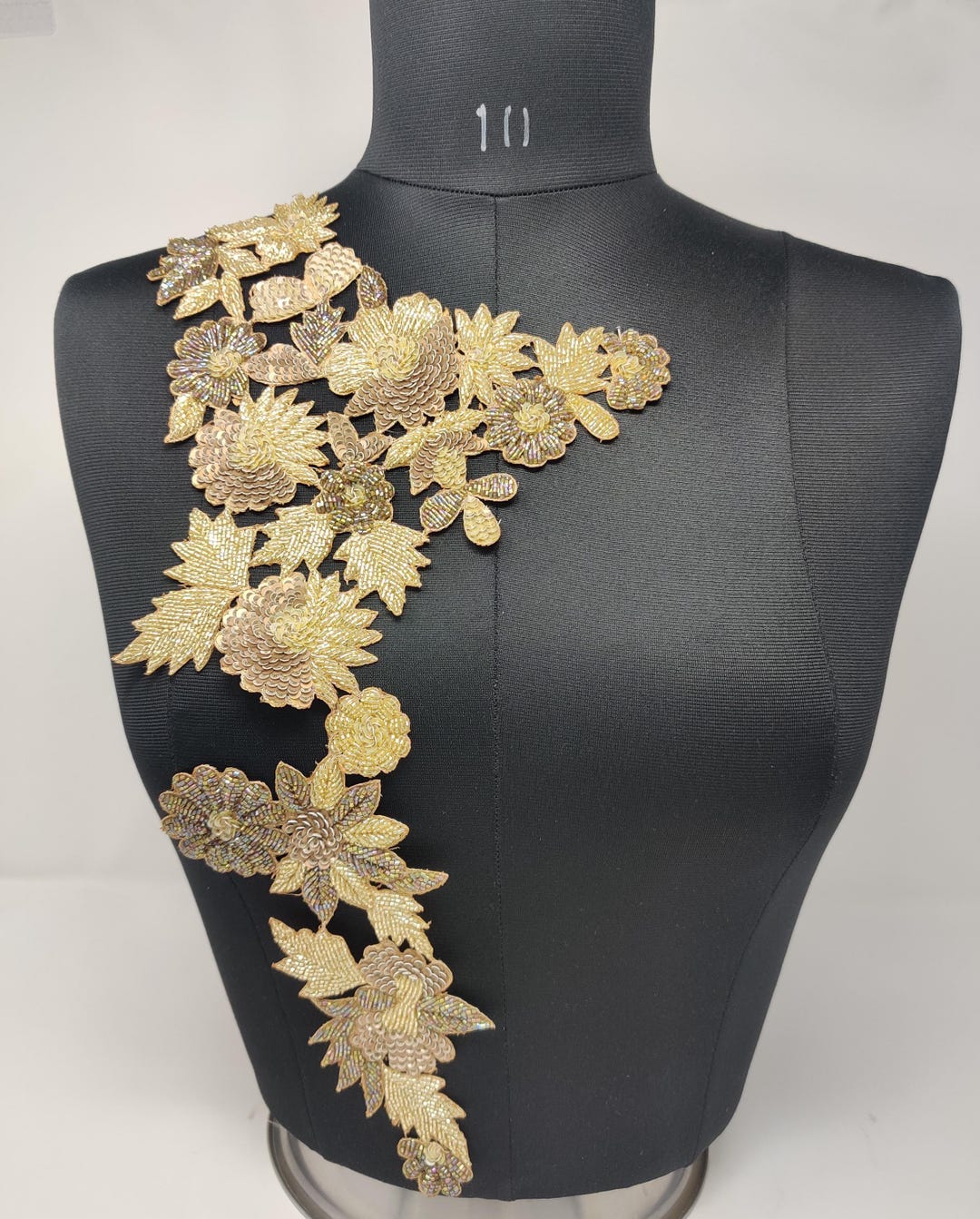 Handmade Indian Beaded Shoulder Applique Patch - Sewing Embellishment ...