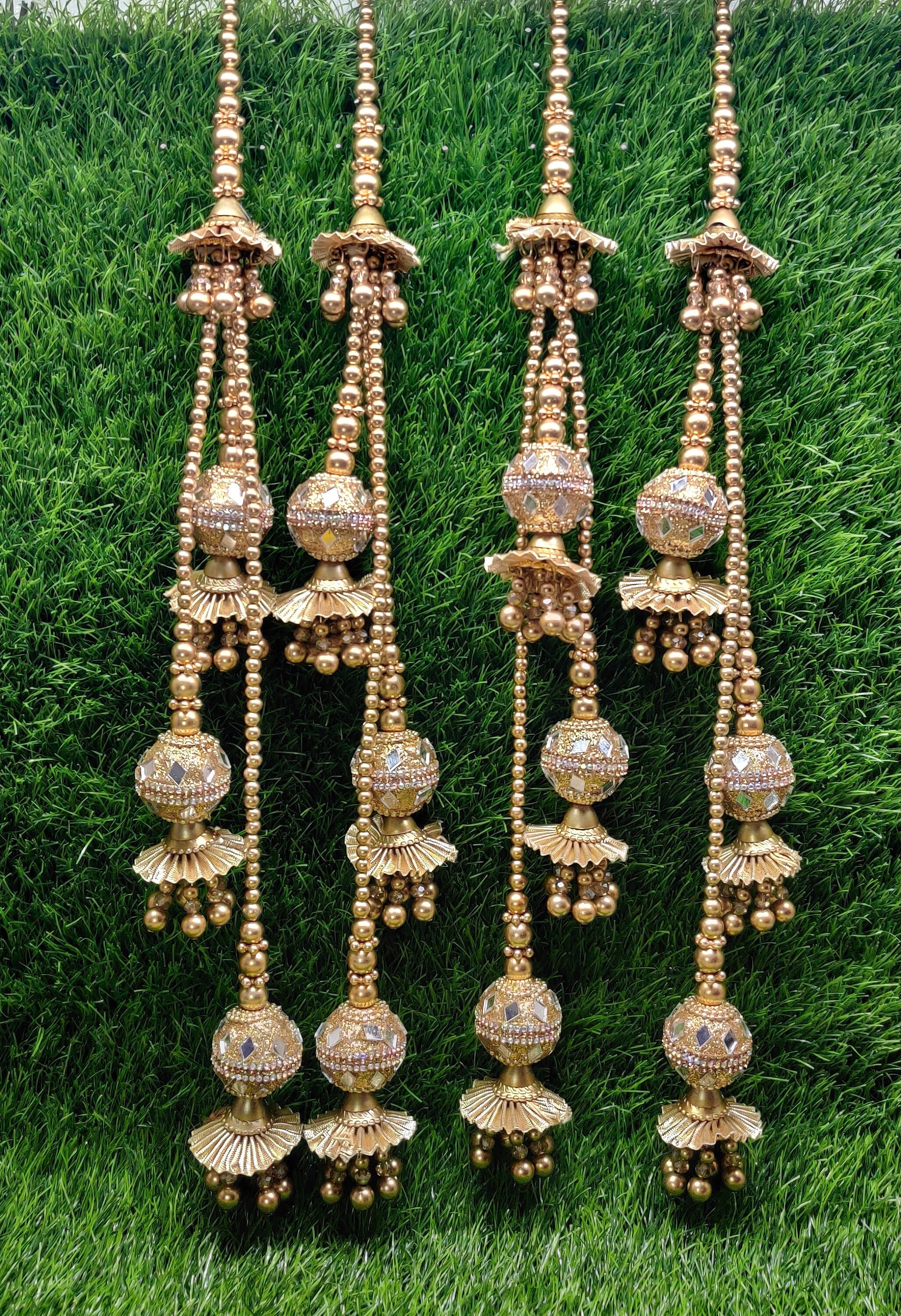 Silver Rose Gold Gold Beaded Lahenga Latkan Tassels Home Décor Hanging For Handbags Indian
