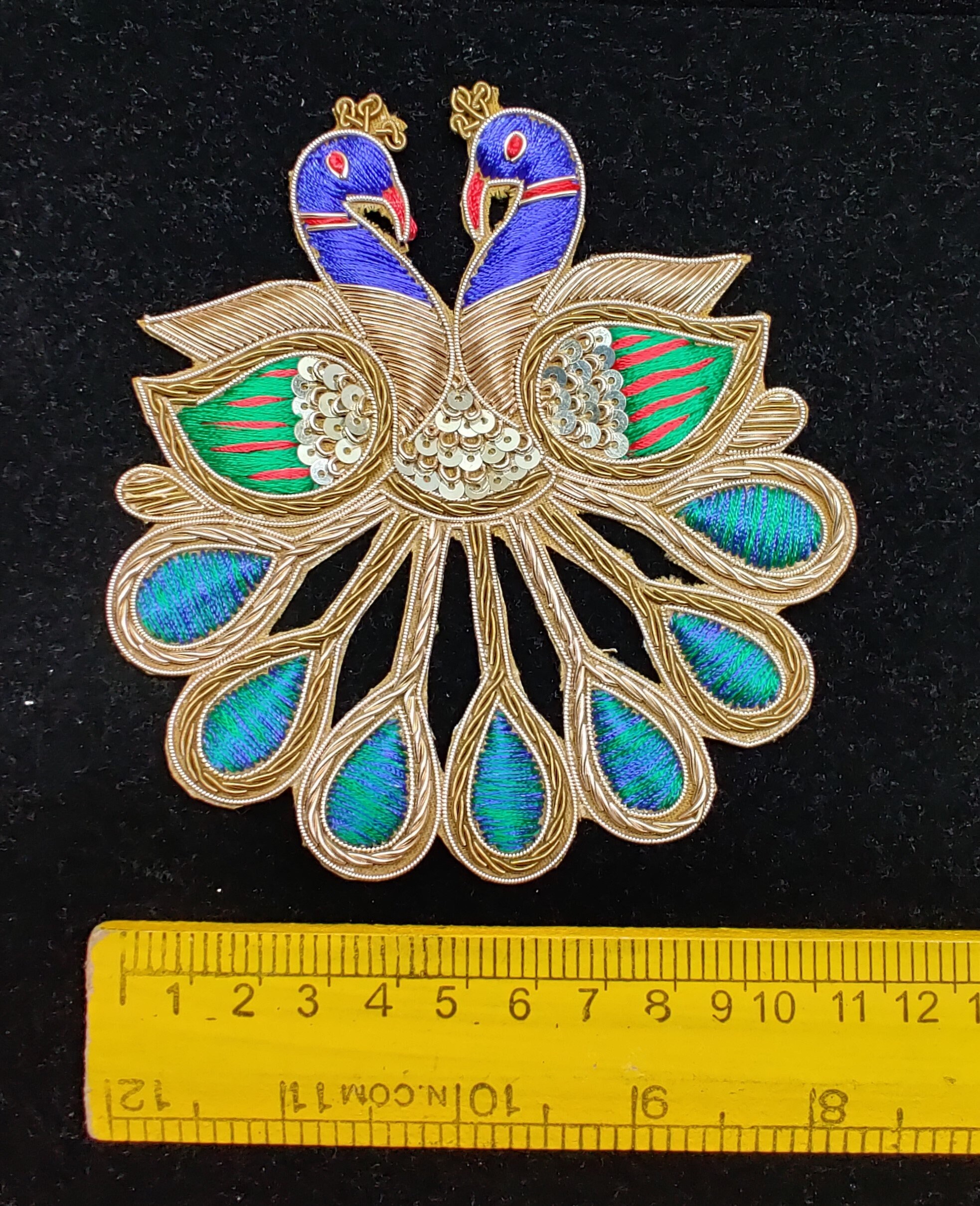 Indian Handmade Peacock Design Patches Embroidered Sewing Thread ...