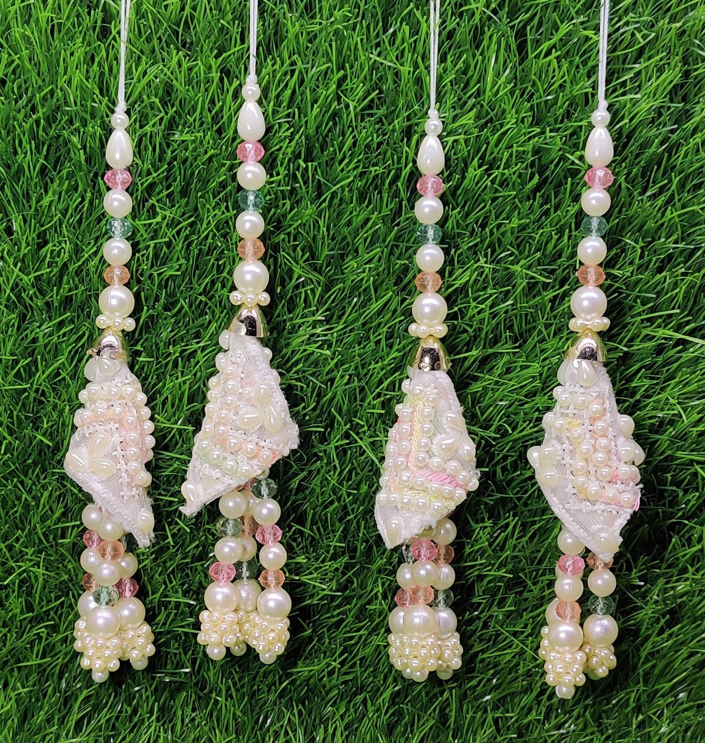 Indian Handmade White Pink Latkan for Saree Blouse Lehenga Handbags ...