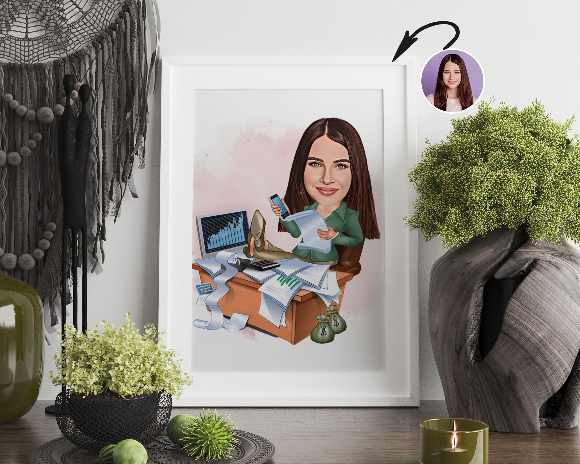 Custom Female Boss Cartoon Portrait, Boss Portrait, Gifts for Boss ...