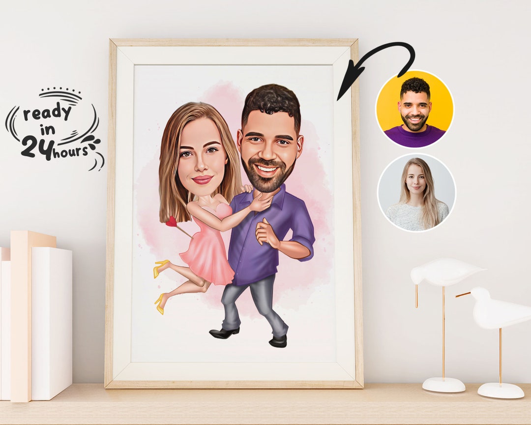 Custom Couple Cartoon Portrait, Couple Portrait, Couple Gift, Couple ...