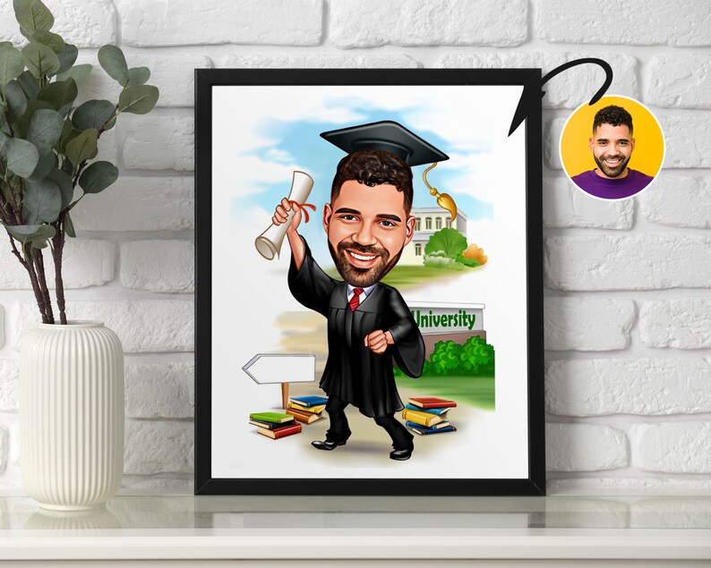 Custom Graduation Cartoon Portrait, Graduation Portrait, Graduation ...