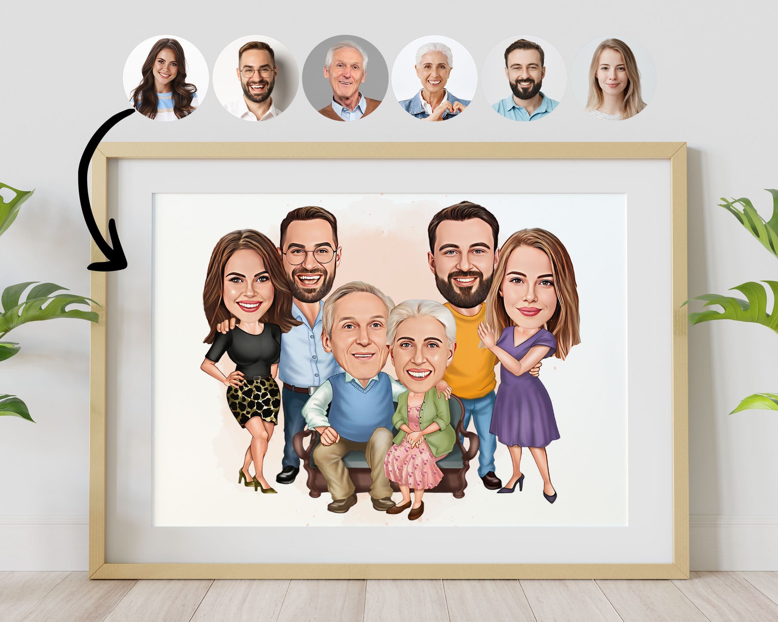 Custom Family Cartoon Portrait, Family Portrait, Gift for Family ...