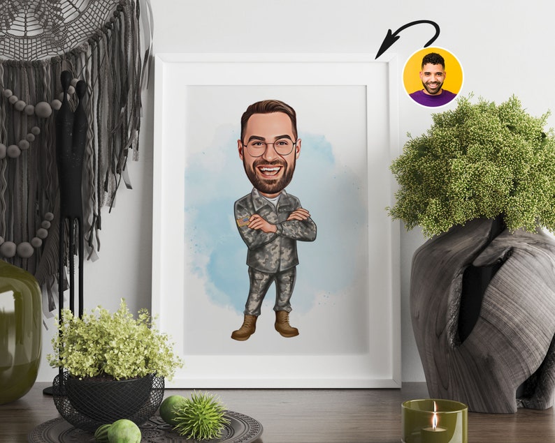 Custom Soldier Cartoon Portrait Soldier Portrait Soldier - Etsy
