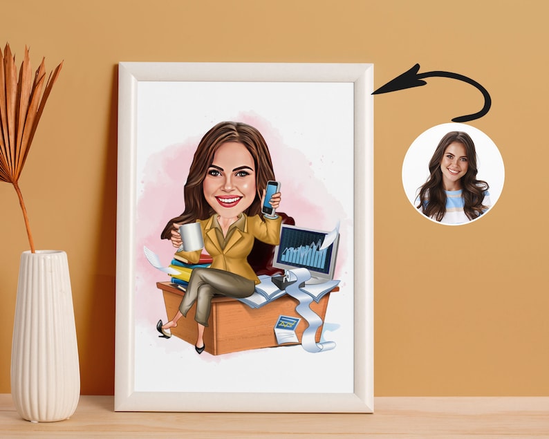 Custom Female Boss Cartoon Portrait, Boss Portrait, Gifts for Boss ...
