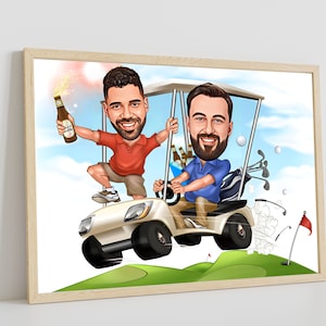 Custom Golfer Buddy Cartoon Portrait, Golfer Caricature, Gift for ...