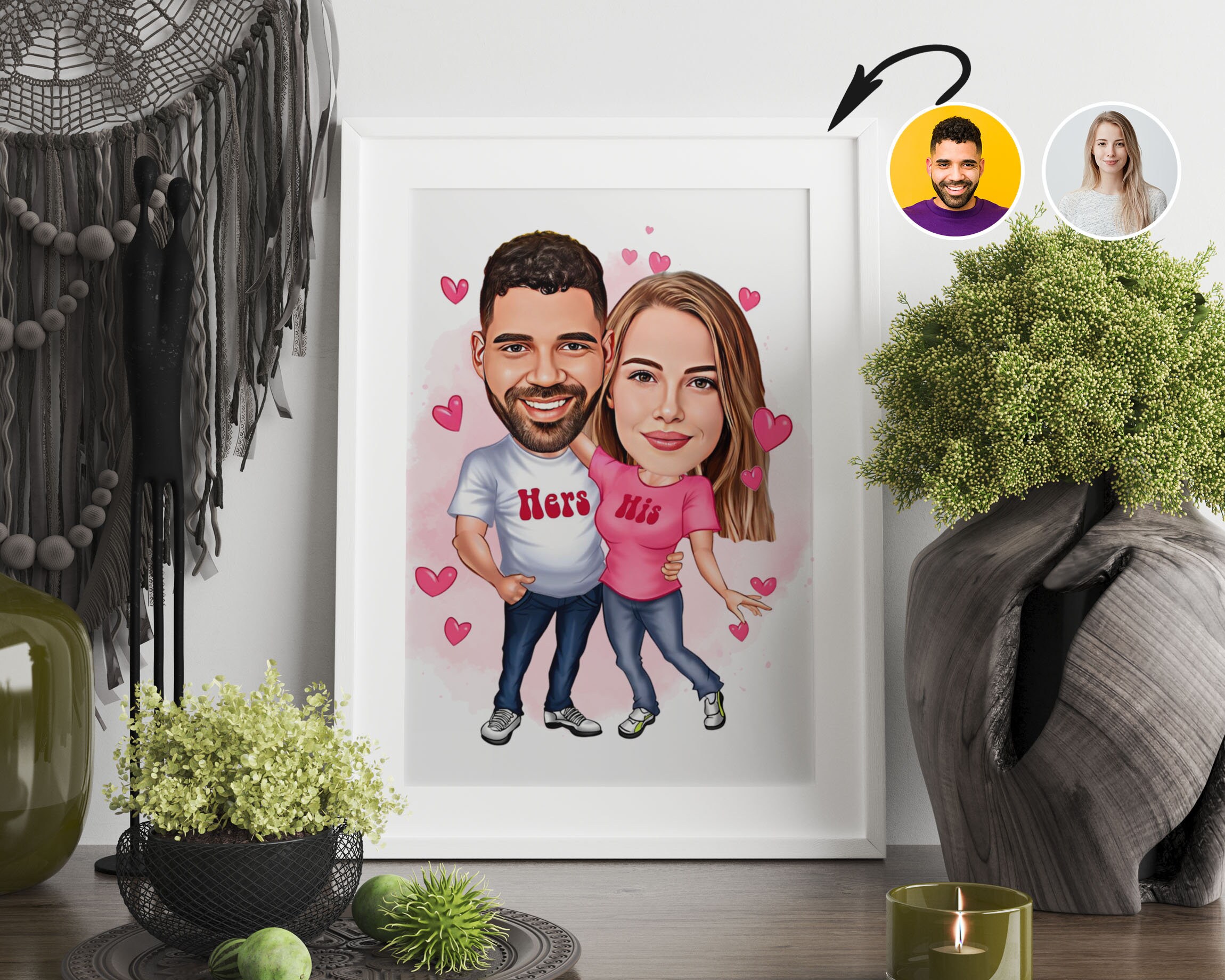 Custom Couple Cartoon Portrait, Couple Portrait, Couple Gift, Couple ...