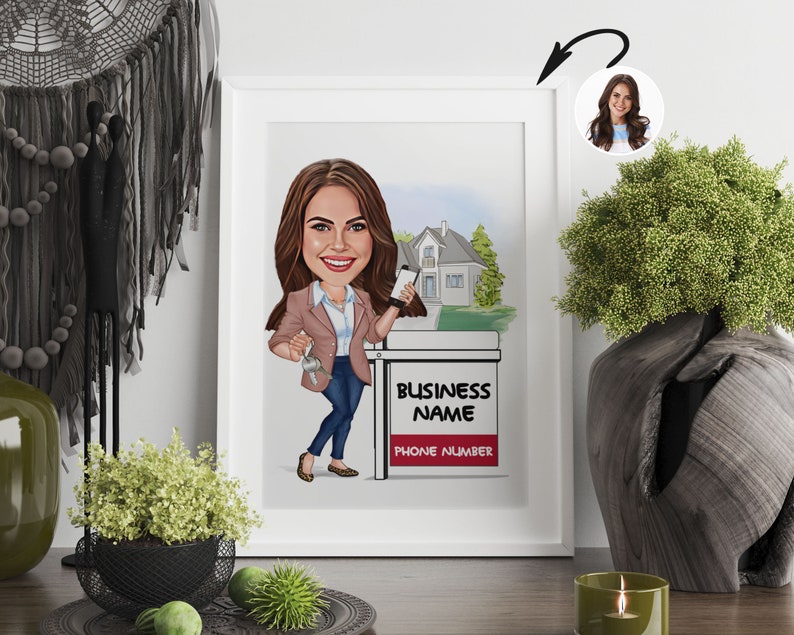 Custom Realtor Cartoon Portrait, Realtor Caricature, Realtor Gift, Real ...