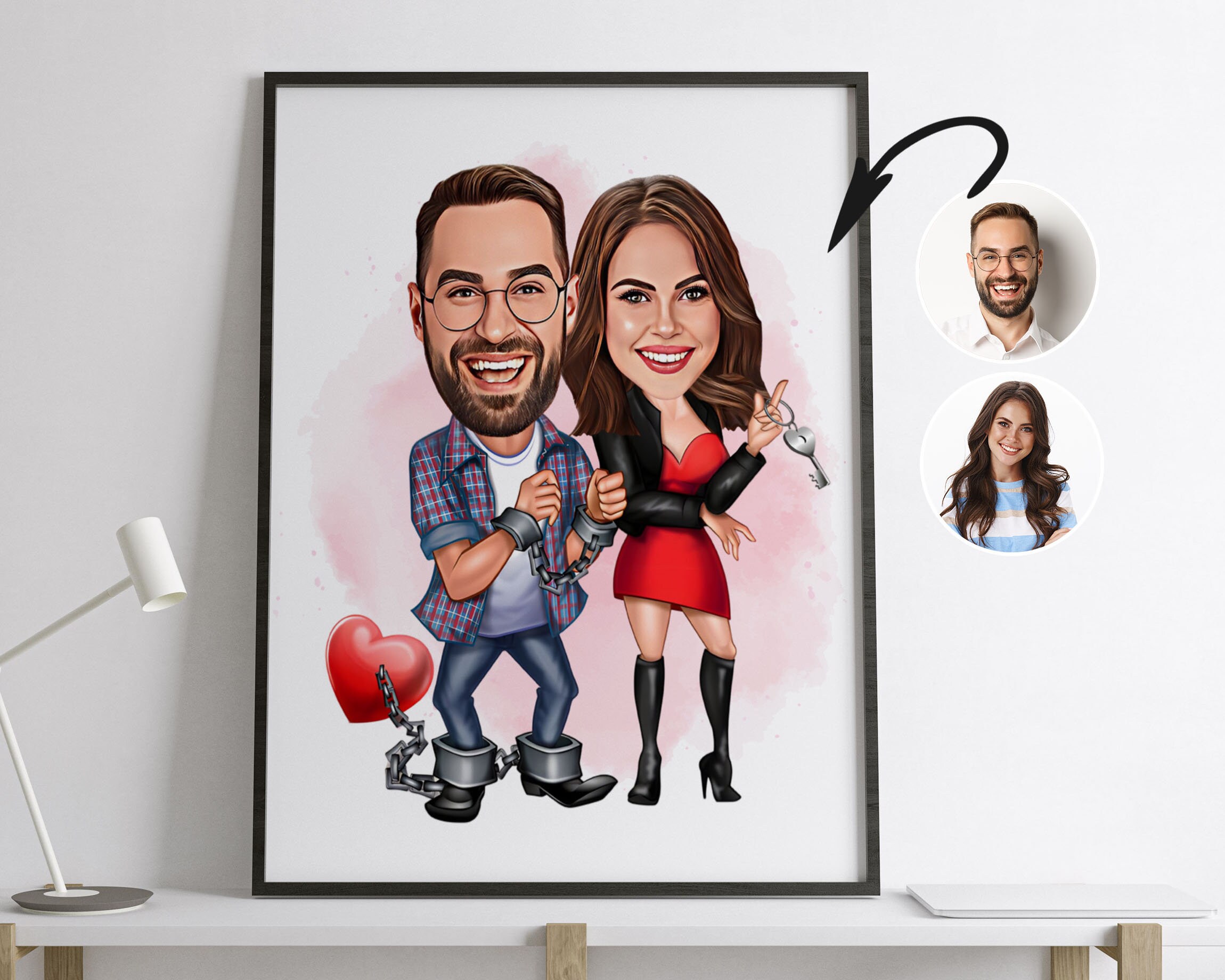 Custom Couple Cartoon Portrait, Couple Portrait, Couple Gift, Couple ...