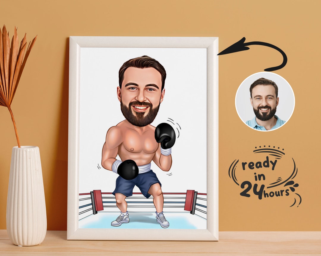 Custom Boxer Cartoon Portrait, Boxer Caricature, Boxer Gift, Fighter ...