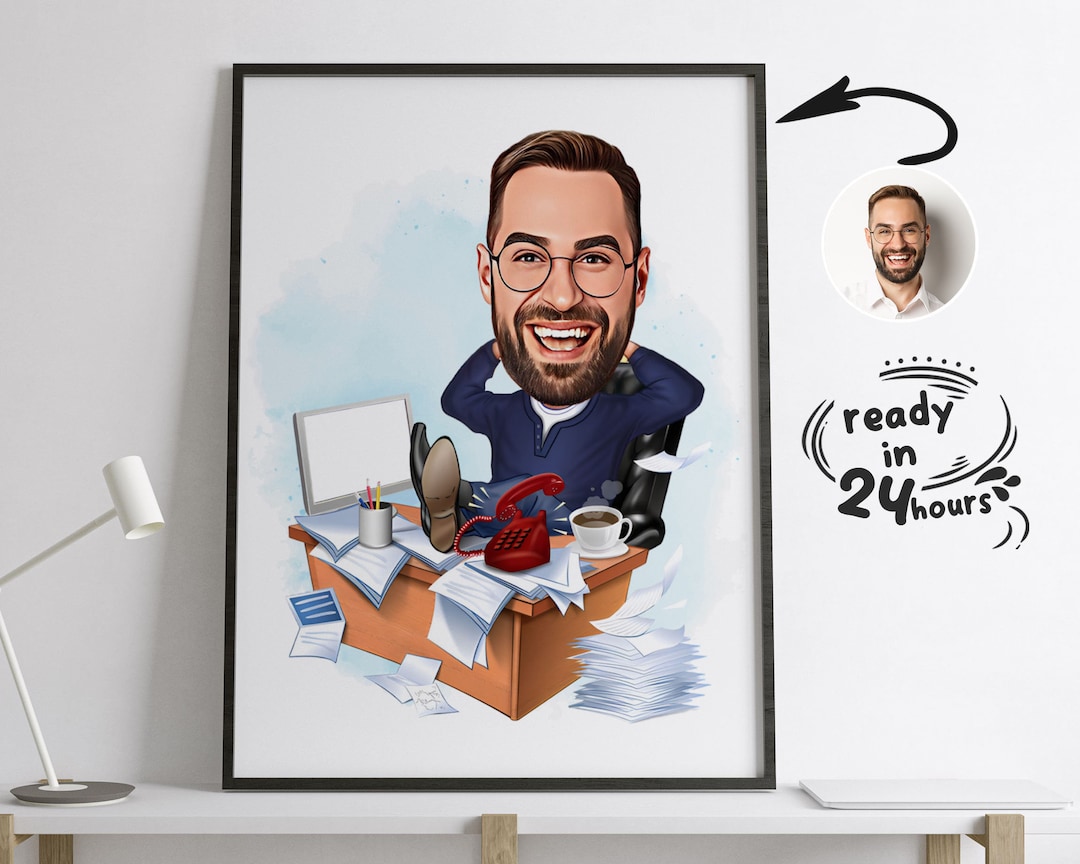 Custom Boss Caricature From Photo, Boss Gift for Men, Boss Cartoon ...