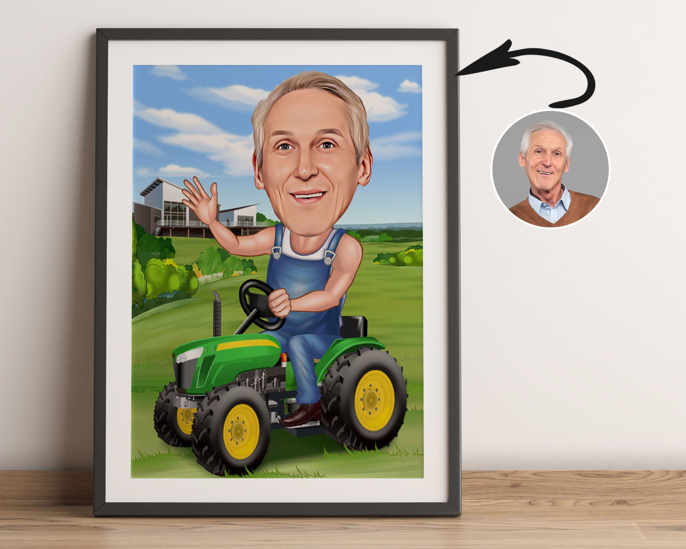 Custom Farmer Cartoon Portrait, Farmer Caricature, Farmer Gift, Farmer ...