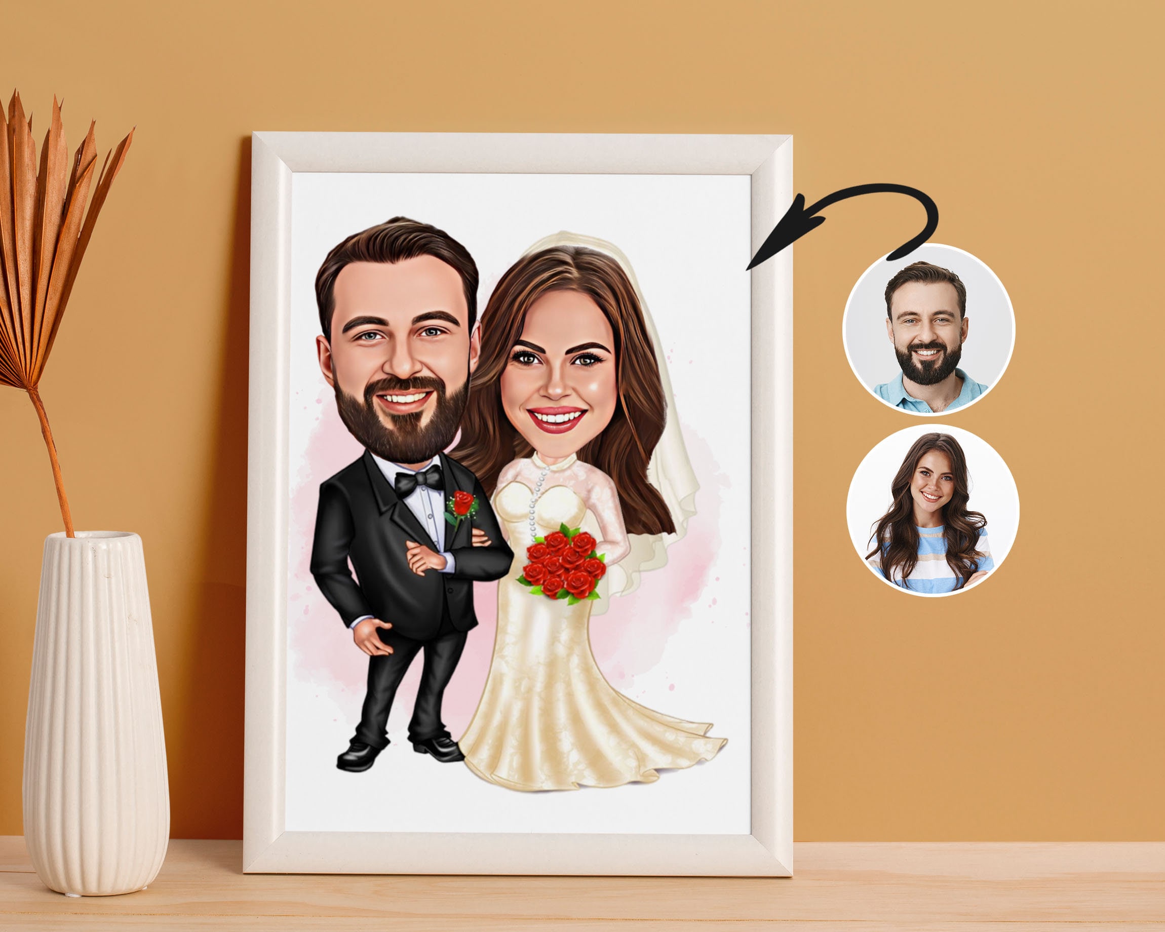 Custom Wedding Cartoon Portrait, Couple Portrait, Gift for Couple ...