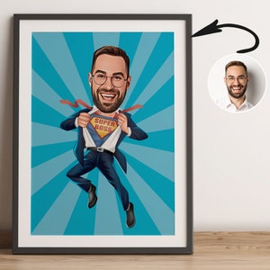 Personalized Super Boss Cartoon Portrait, Super Boss Caricature, Gift ...