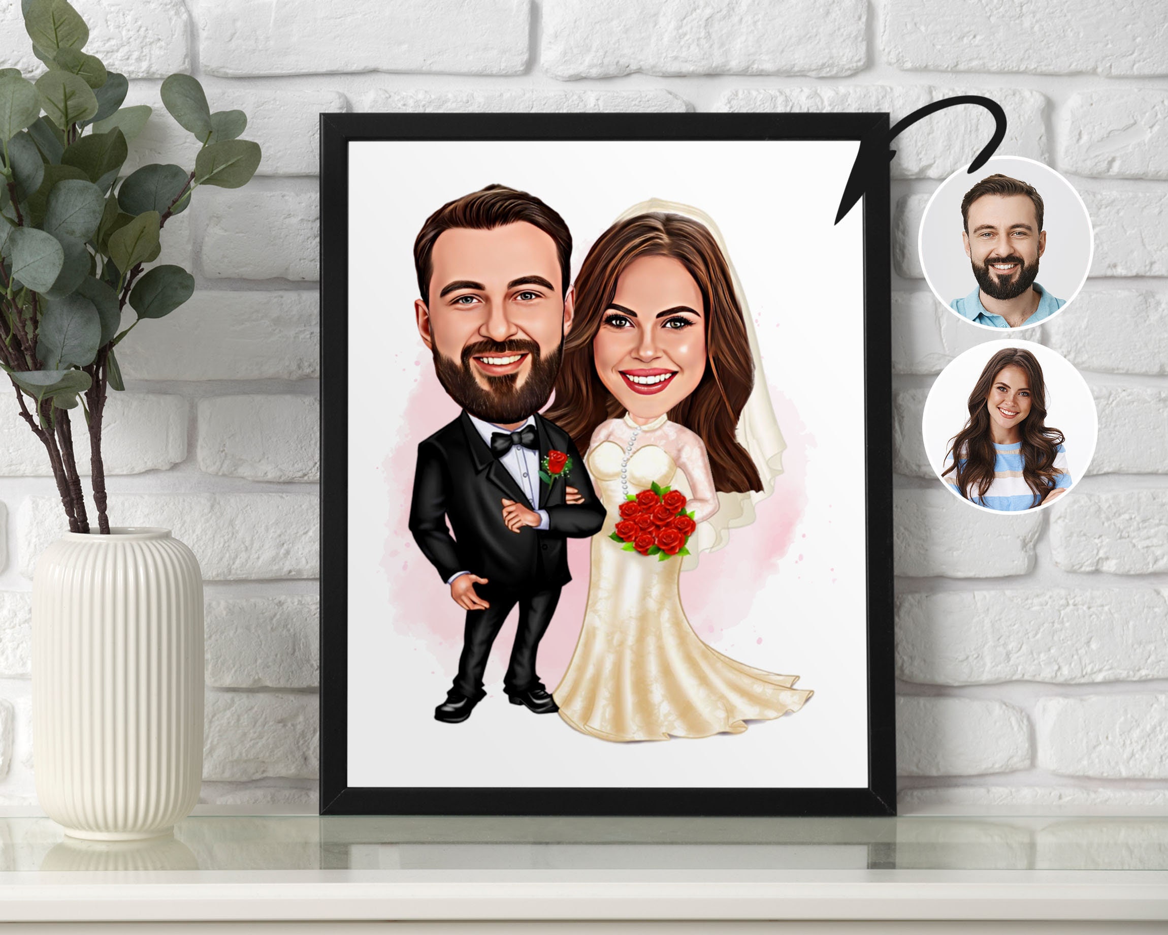 Custom Wedding Cartoon Portrait Couple Portrait Gift for - Etsy