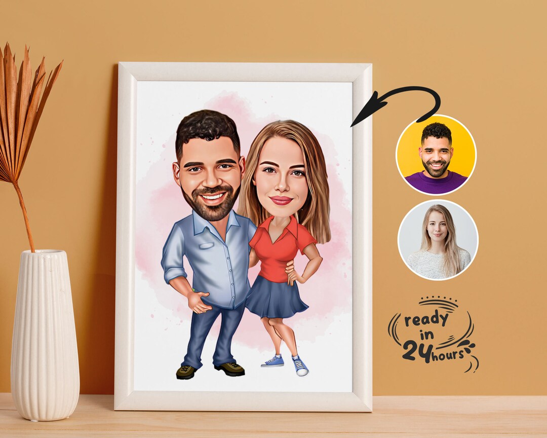 Custom Couple Cartoon Portrait, Couple Portrait, Couple Gift, Couple ...
