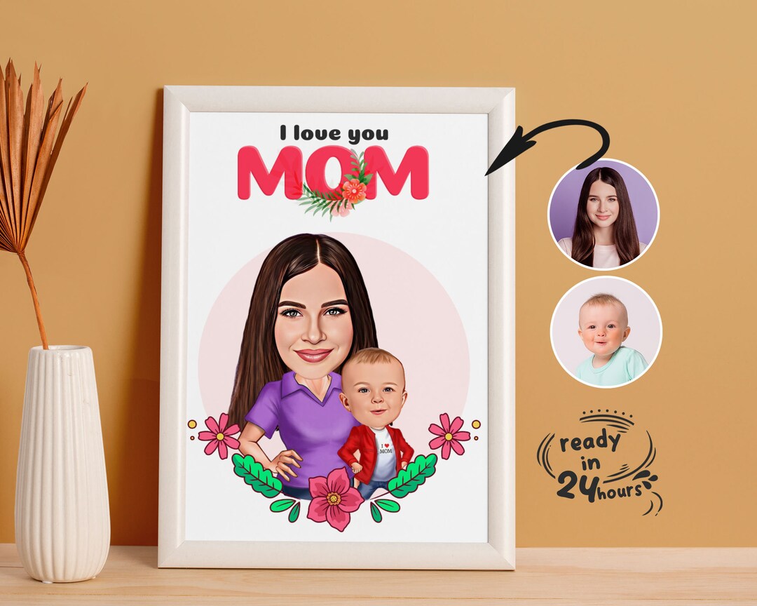 Personalized Mother Cartoon Portrait, Gift for Mother, Mother ...