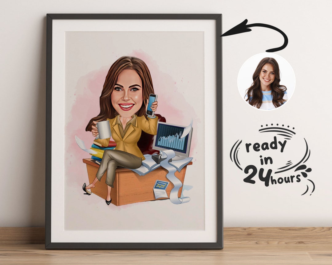 Custom Female Boss Cartoon Portrait, Boss Portrait, Gifts for Boss ...