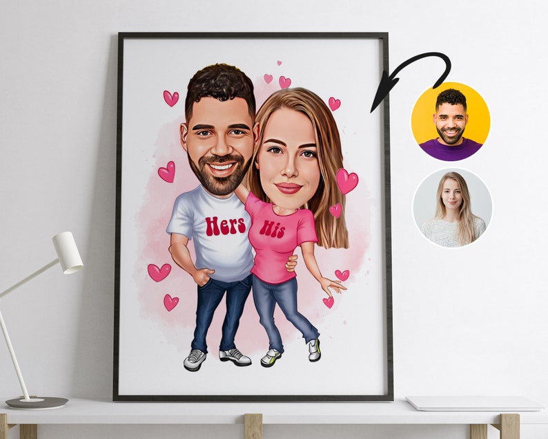 Custom Couple Cartoon Portrait, Couple Portrait, Couple Gift, Couple ...